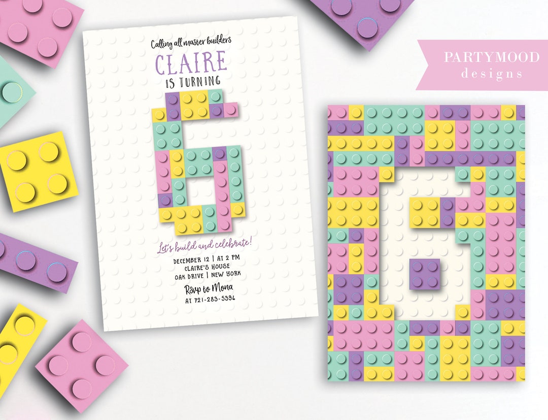 Editable Building Blocks Invitation, Blocks Birthday Party, Building ...