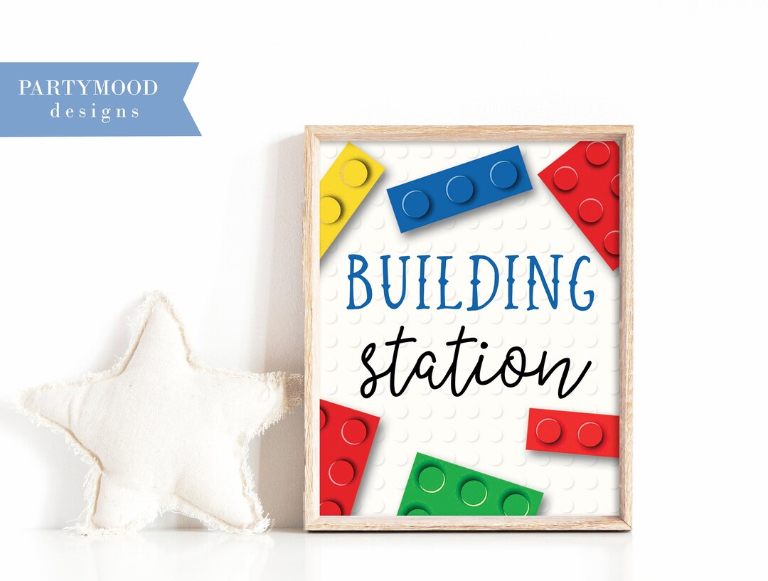 Building Station Sign, Building Blocks Sign, Blocks Birthday Party ...