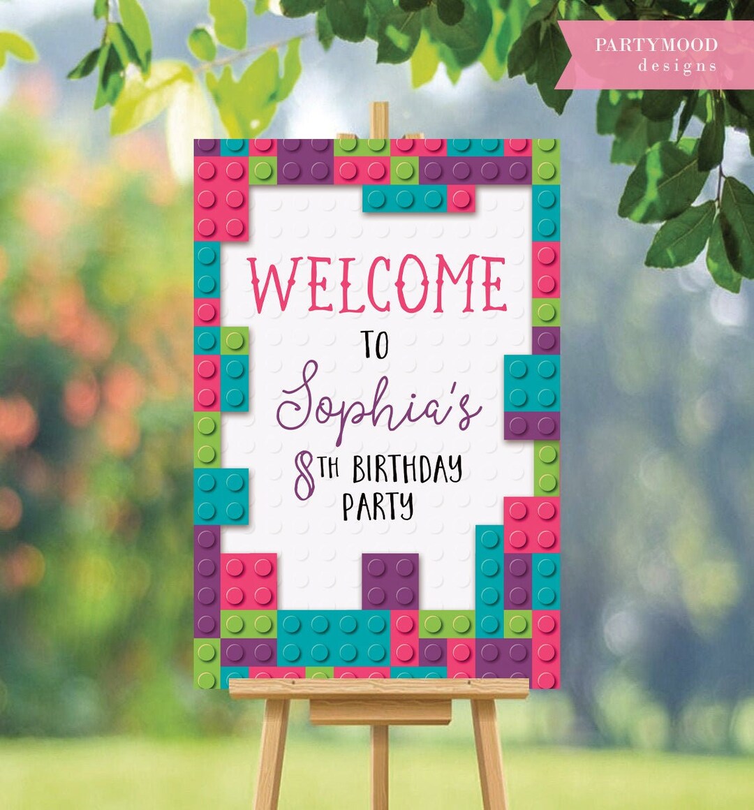 Building Blocks Welcome Sign, Reception, Blocks Birthday Party ...