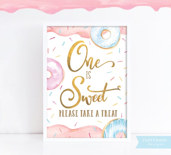 One is Sweet Sign Treats Sign Funny Donut Signs Donut | Etsy