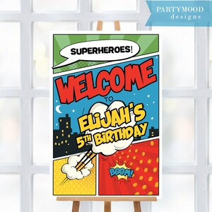 Superheroes Welcome Sign, Birthday Sign Reception, Superhero Decor ...