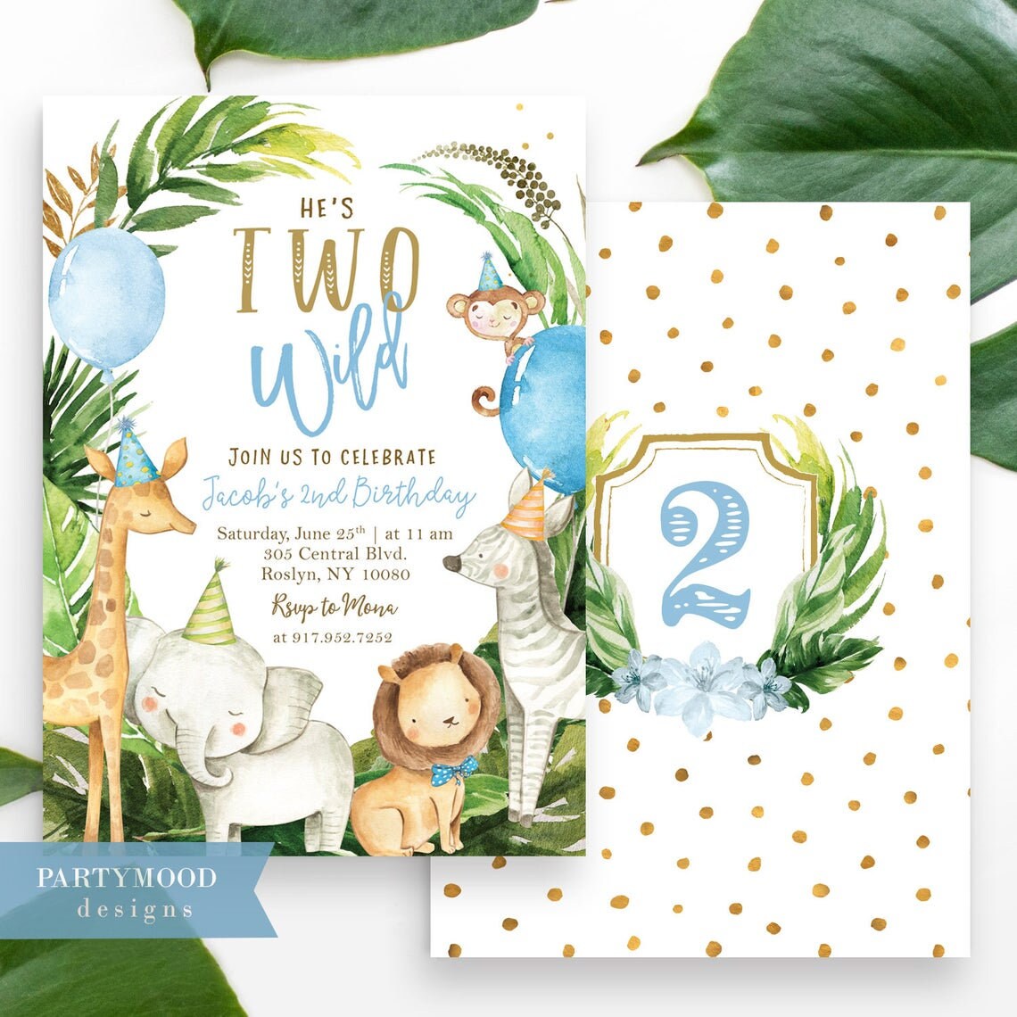 Two Wild Backdrop Safari Banner Boy 2nd Birthday Jungle | Etsy