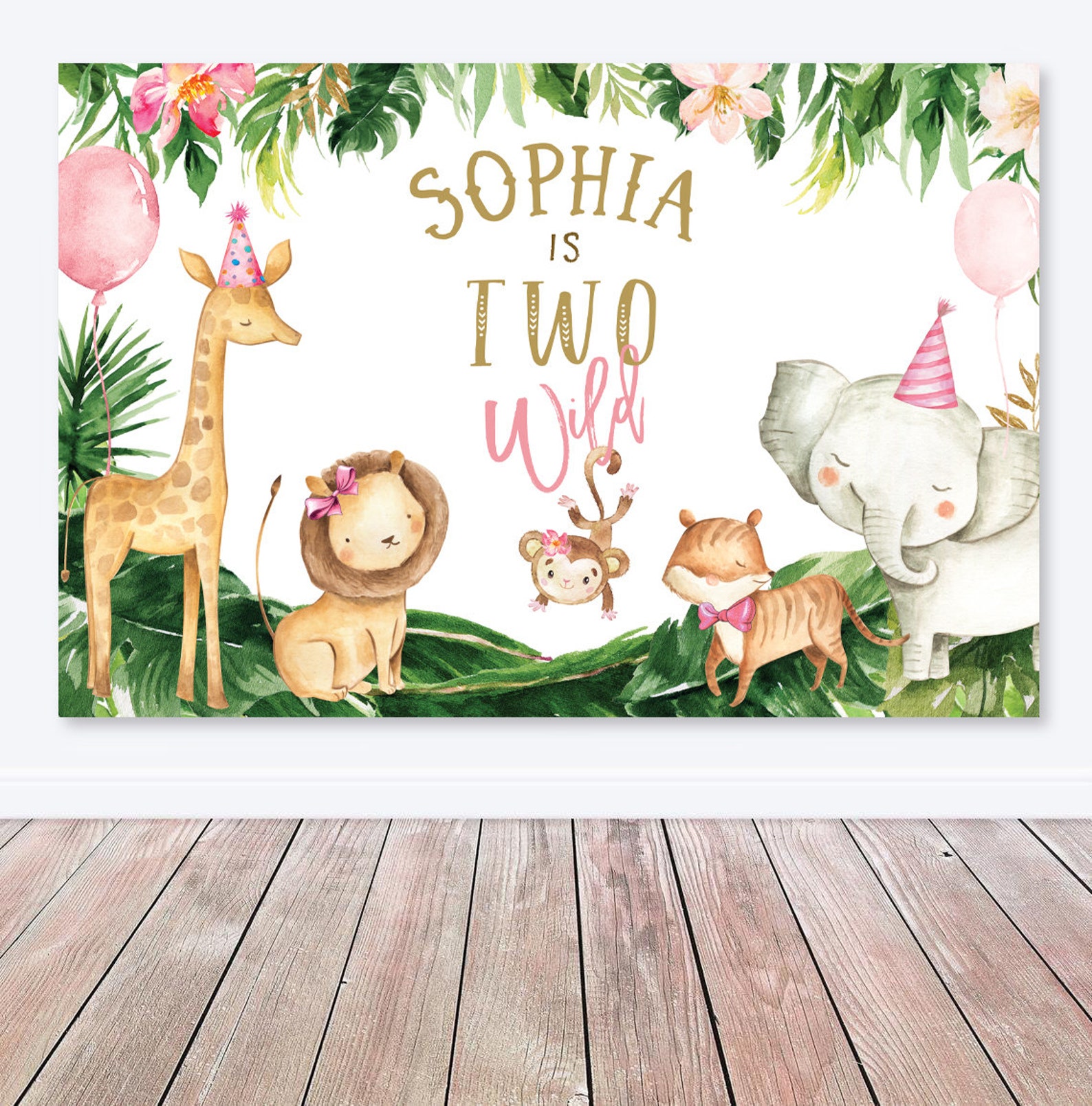 Two Wild Banner Safari Banner Girls 2nd Birthday Jungle | Etsy