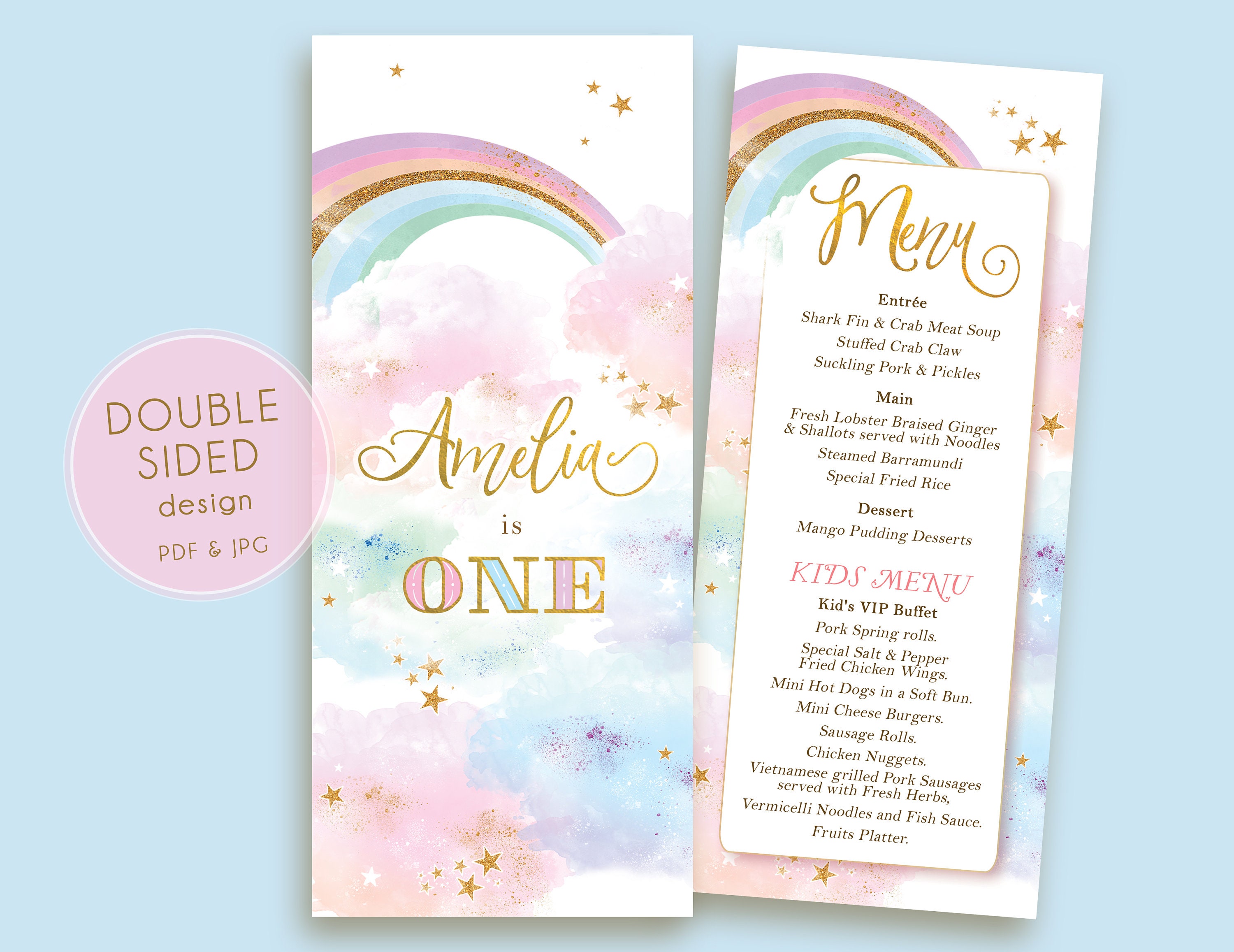 Rainbow Food Menu Rainbow Unicorn Birthday Food Cards Table - Etsy