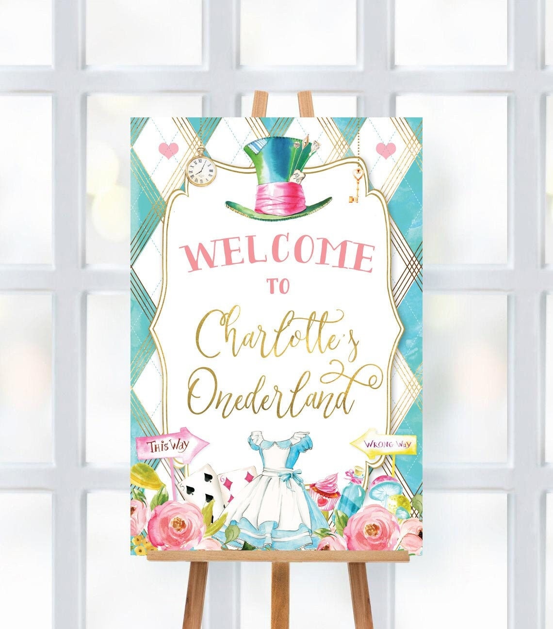 Alice In Wonderland Welcome Sign Onederland Girl's 1st | Etsy
