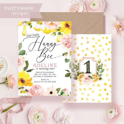 Bee Birthday Invitation Editable Beehive Invite Little Honey - Etsy