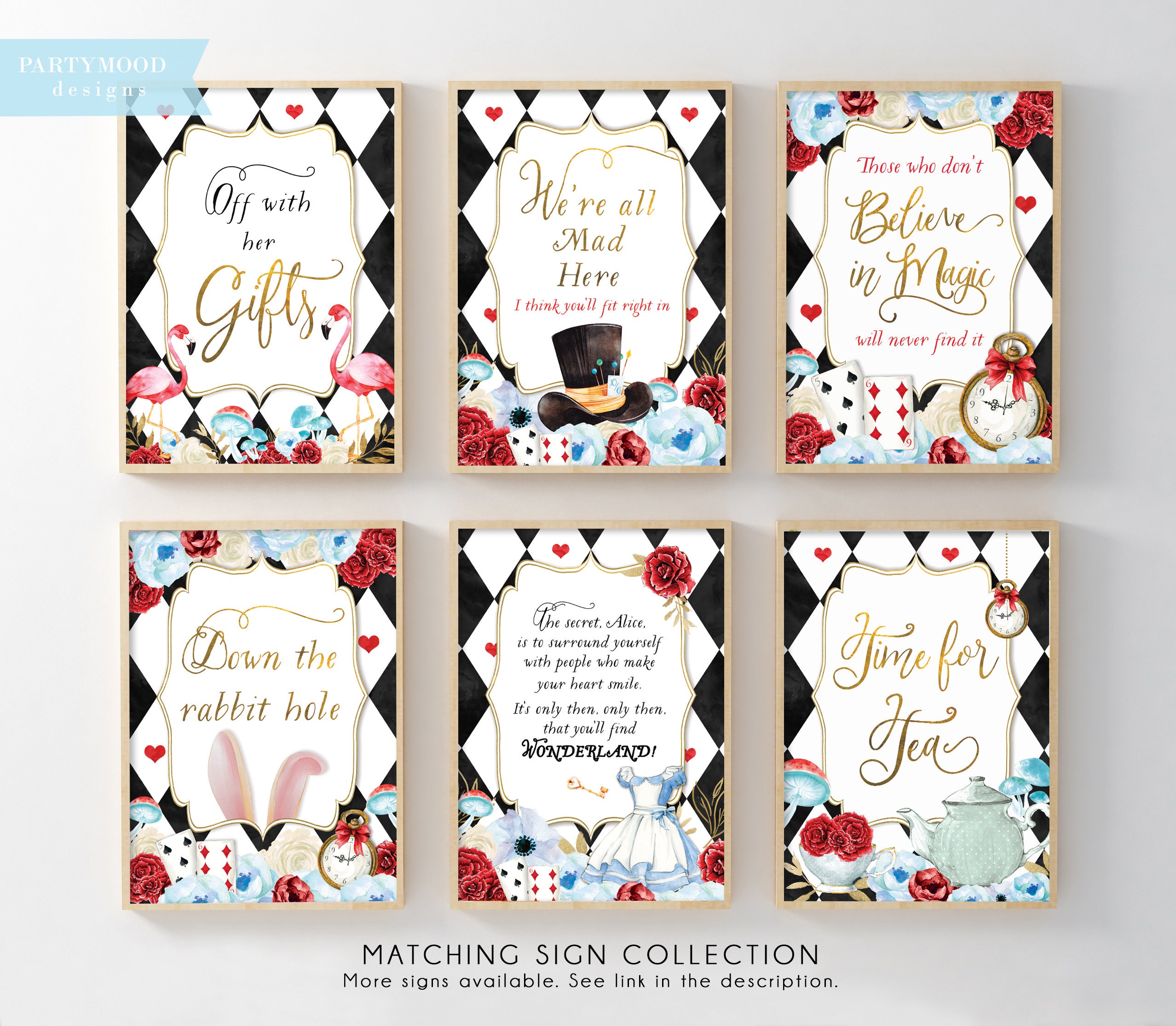 Alice in Wonderland Party Signs Set of Printable Signs Decor | Etsy