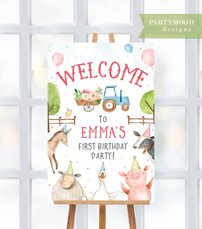 Farm Welcome Sign Farm Animals Boy First Birthday Girl - Etsy