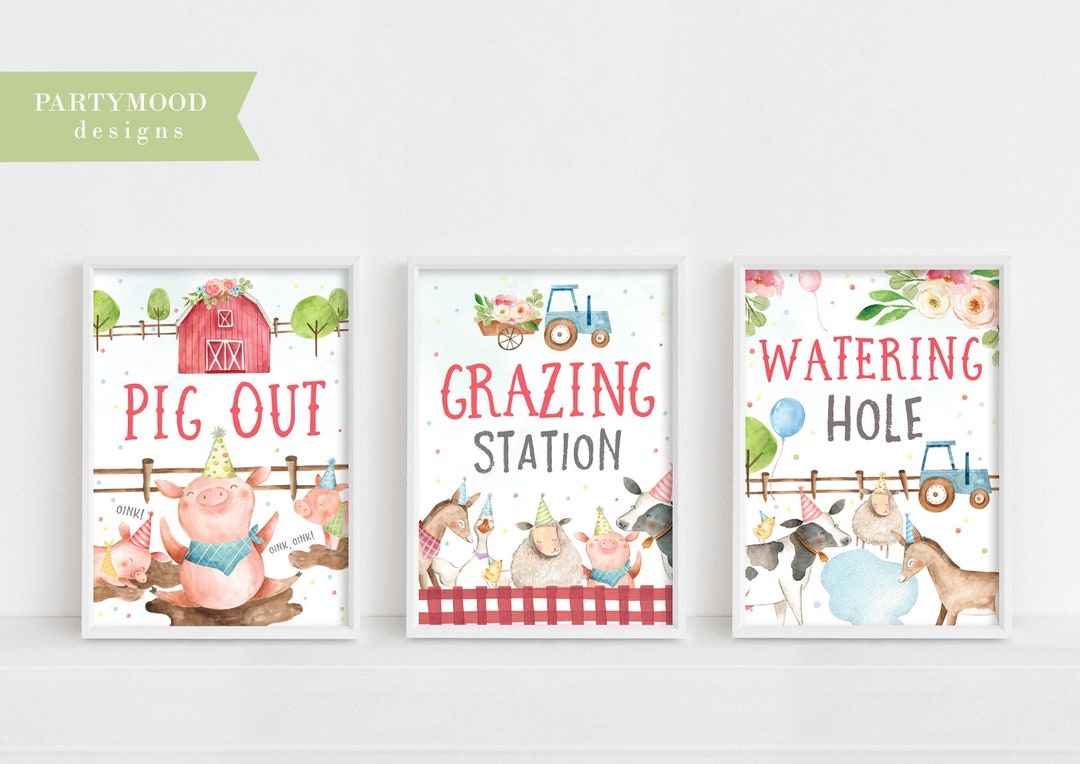 Farm Food Signs, Fun Farm Signs, Set of 3, Farm Animals Table Decor ...