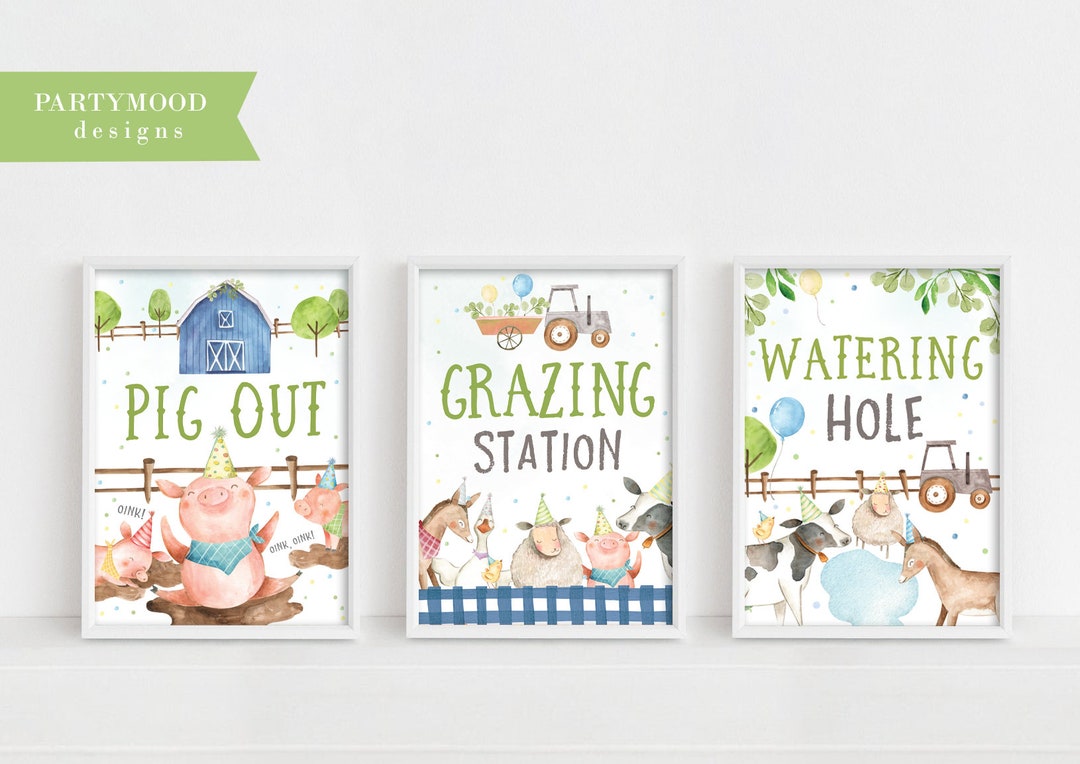 Farm Food Signs, Fun Farm Signs, Set of 3, Farm Animals Table Decor ...