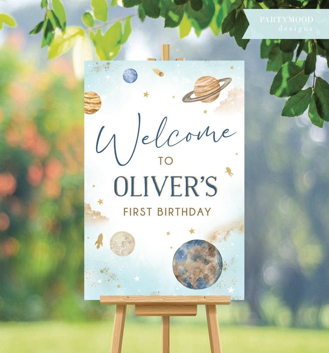 Space Welcome Sign, Outer Space First Birthday, Space Theme, First Trip ...