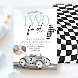 TWO Fast Racing Car First Birthday Invitation 2nd Birthday Racing Car ...