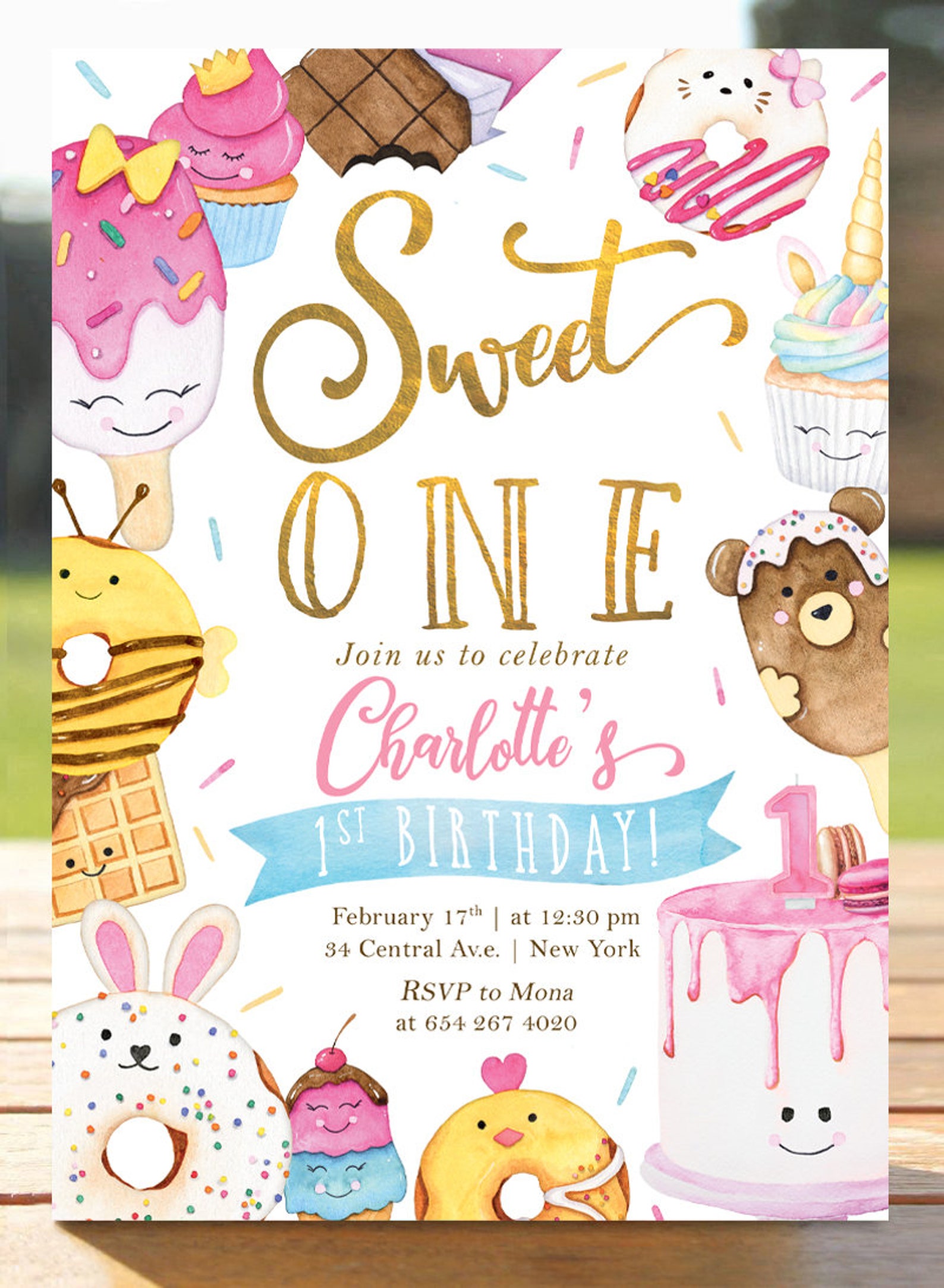 Candy Birthday Invitation Sweet One Invite Candyland Sweet | Etsy