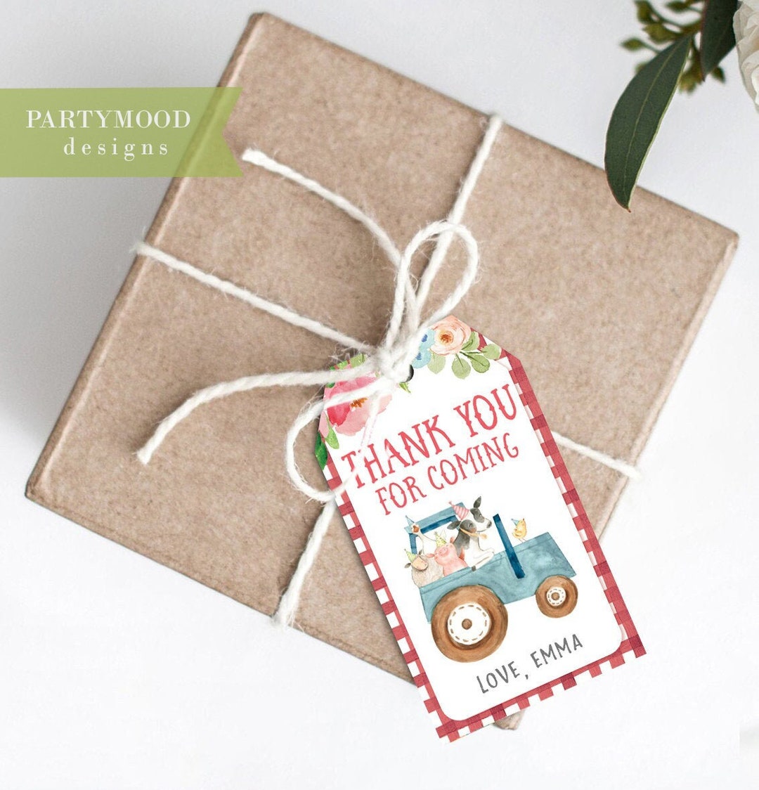 Farm THANK YOU Tags, Favor Tag, Farm Animals First Birthday, Barnyard ...