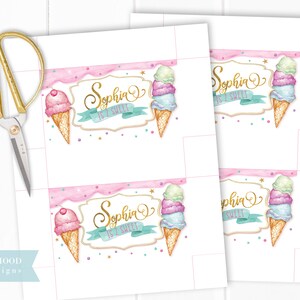 Ice Cream Gable Box, Gift Box, Favor Bag, Two Sweet, Here's the Scoop ...