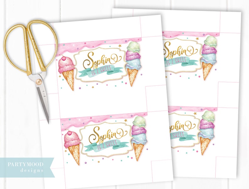 Ice Cream Gable Box Gift Box Favor Bag Two Sweet - Etsy