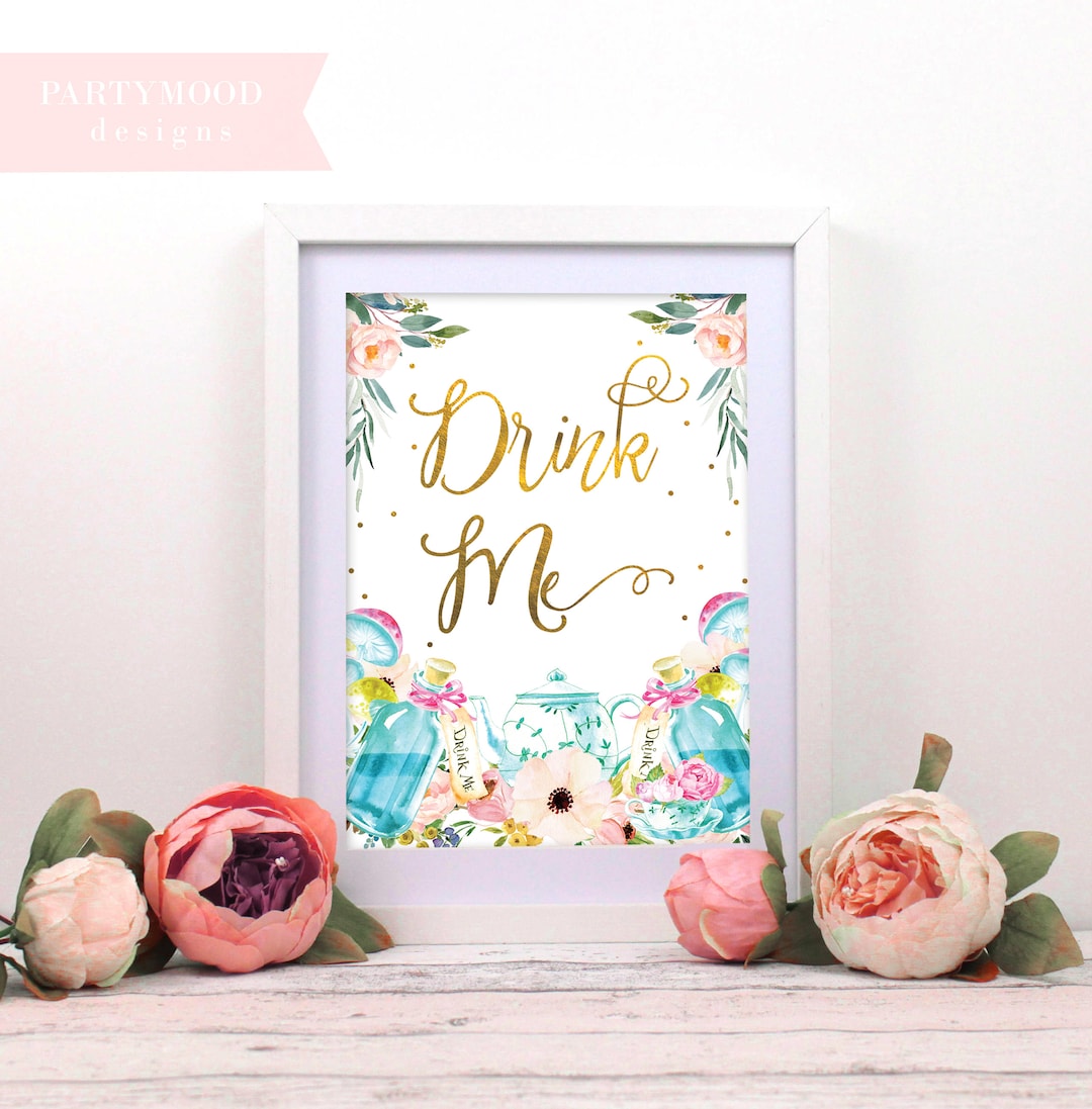 Alice in Wonderland Drink Me Sign, Decor Onederland Girl's 1st Birthday ...