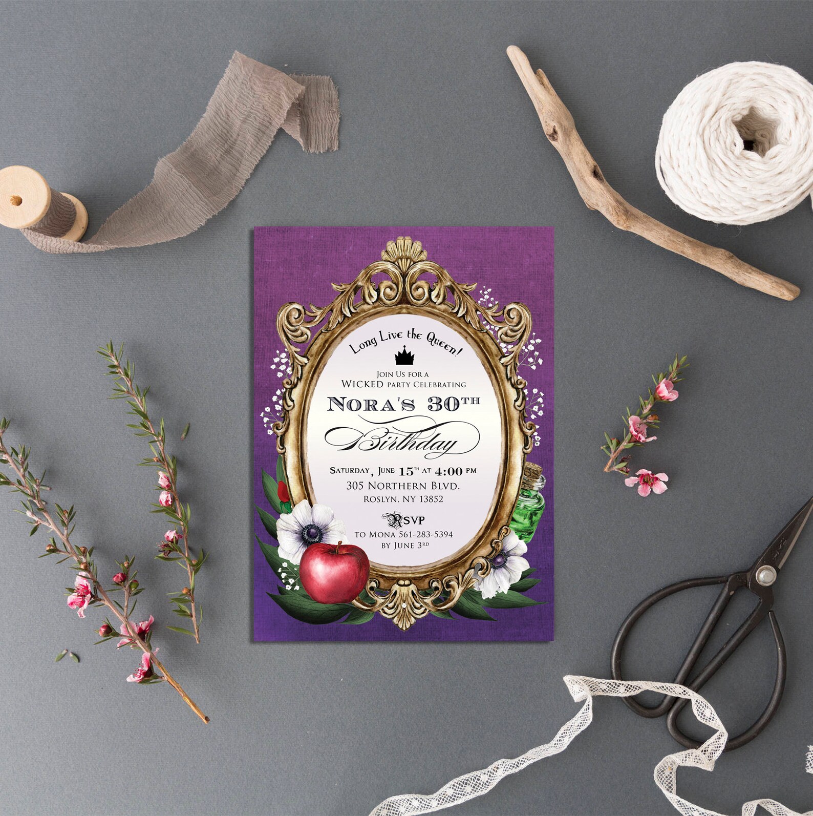 Evil Queen Birthday Invitation Snow White Theme Once Upon a - Etsy