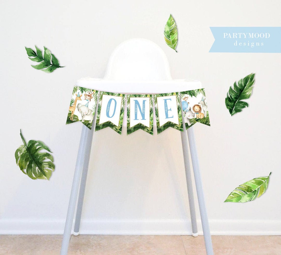 Safari ONE Banner, Highchair Banner, Wild One, Boy 1st Birthday, Jungle ...