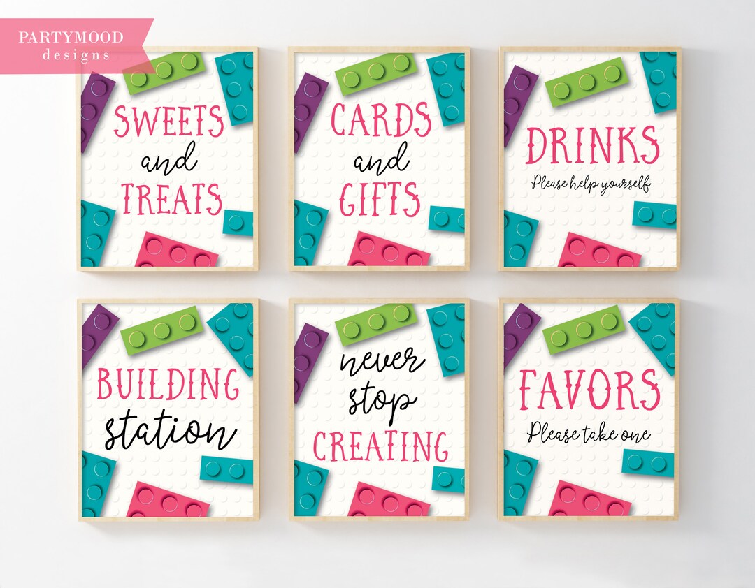 Building Blocks Birthday Signs, Set of 6, Building Bricks, Blocks ...