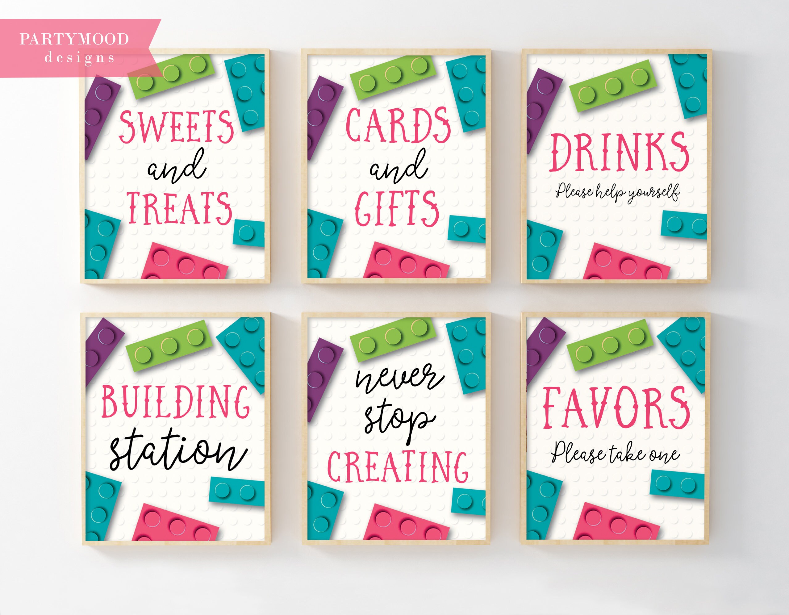 Building Blocks Birthday Signs Set of 6 Building Bricks - Etsy