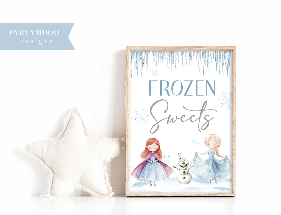 Frozen Sweets Sign, Princess Elsa Party Sign, Frozen Birthday Food Sign ...