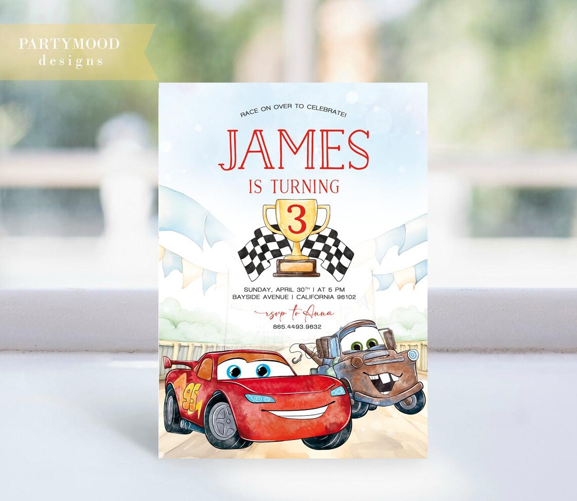 Cars Birthday Invitation, Editable Cars Mcqueen Birthday Invite, Cars ...