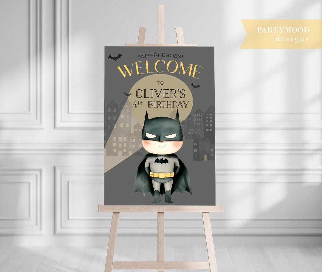 Bat Superhero Welcome Sign, Superhero Birthday Sign, Avengers Decor ...