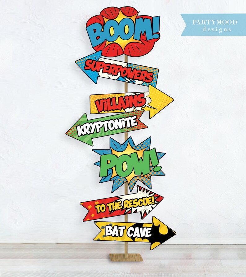 Superheroes Backdrop, Birthday Sign Reception, Superhero Decor ...