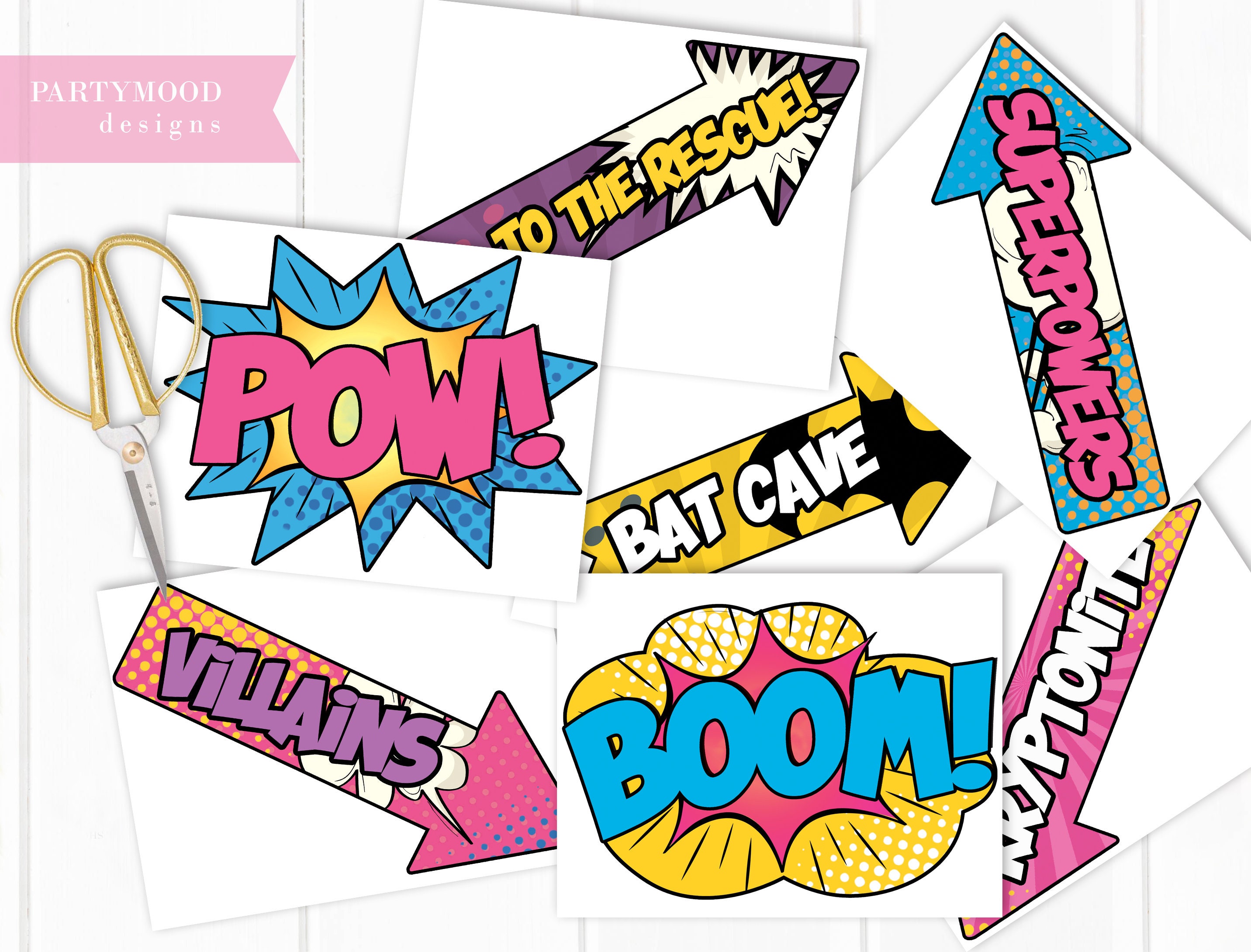 Superhero Arrows, Birthday Welcome Sign, Directional Arrows Superheroes ...