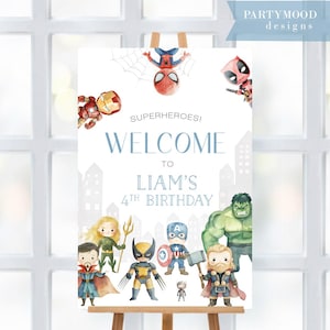 Superheroes Welcome Sign, Birthday Sign Reception, Avengers Decor ...
