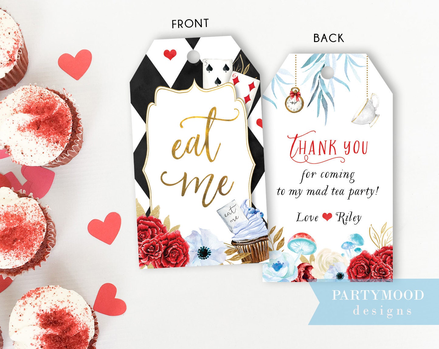 Alice in Wonderland Tags Eat Me Thank You Tags Onederland - Etsy