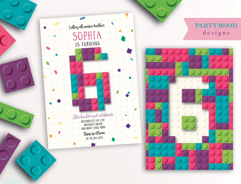 Editable Building Blocks Invitation Blocks Birthday Party - Etsy