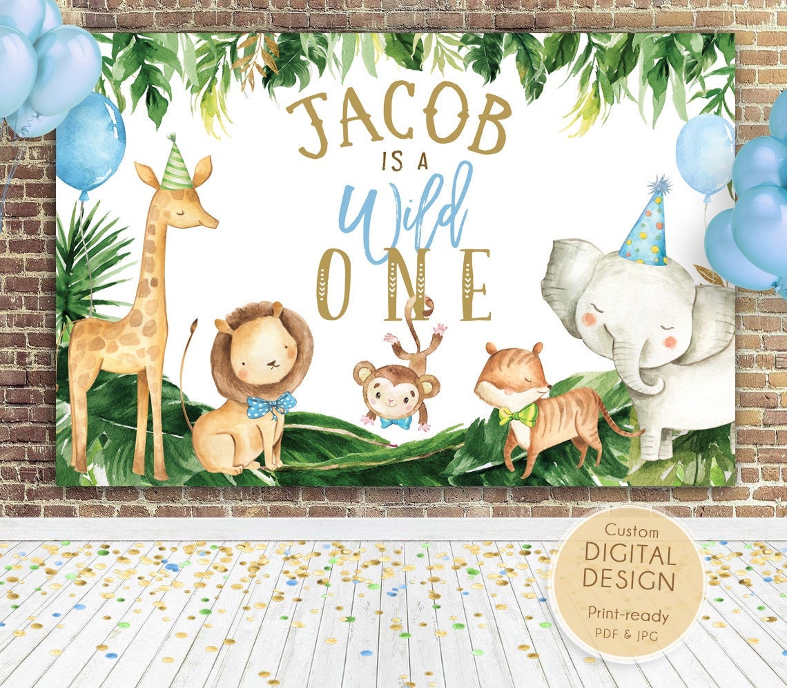 Wild One Safari Backdrop Editable Boy 1st Birthday Wild Lion - Etsy Canada
