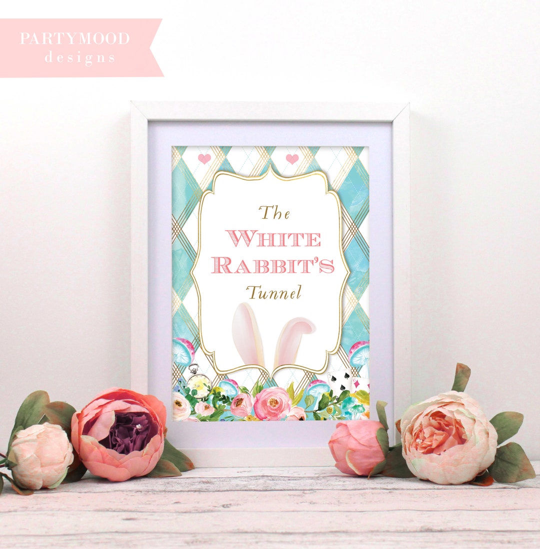 Alice in Wonderland White Rabbit Sign Decor Onederland - Etsy