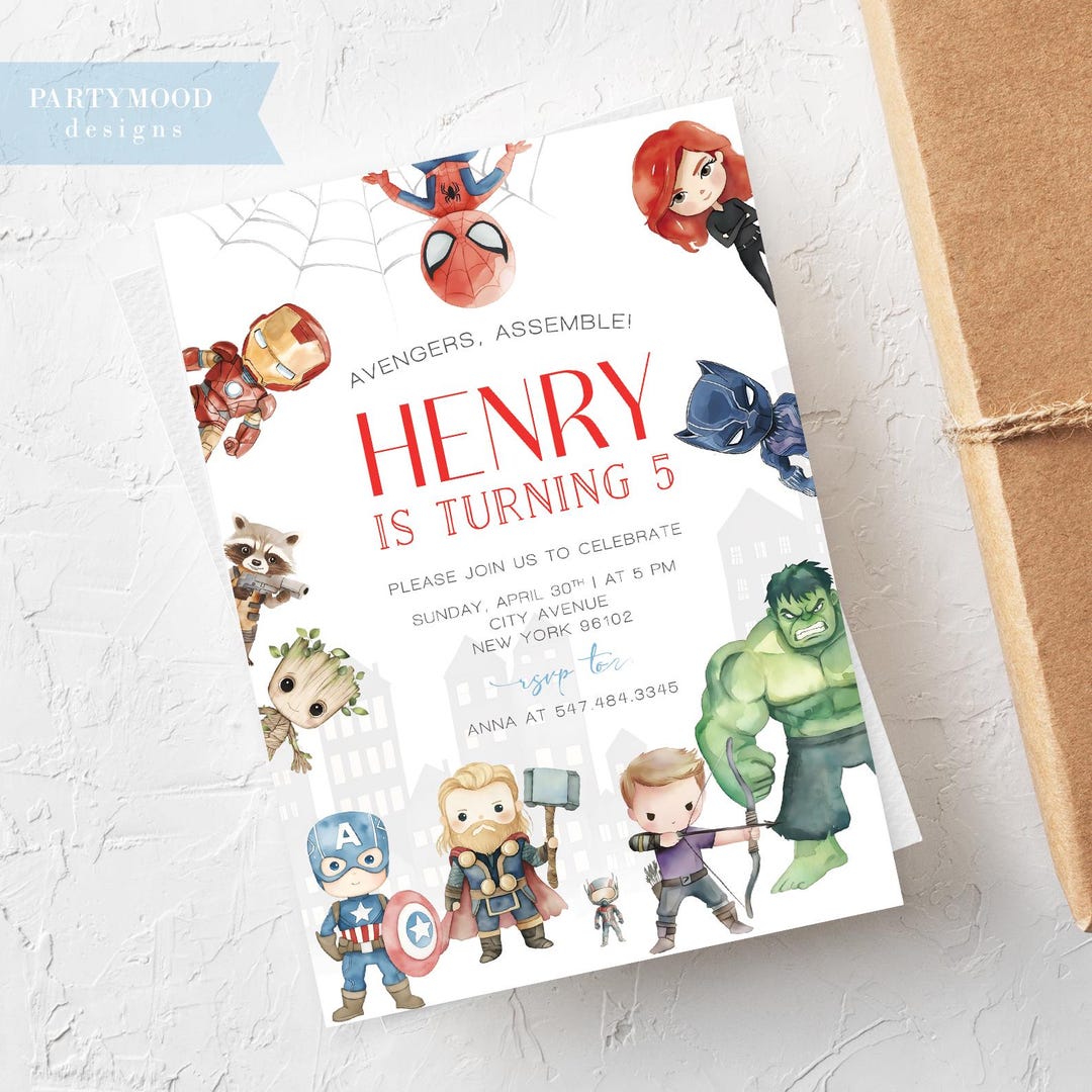 Editable Superheroes Birthday Invitation, Avengers Birthday Invite ...