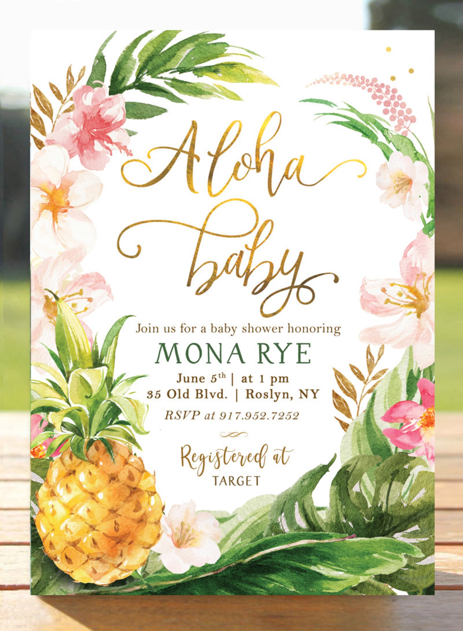 Aloha Baby Shower Invitation, Pineapple Baby Shower Invite, Summer ...
