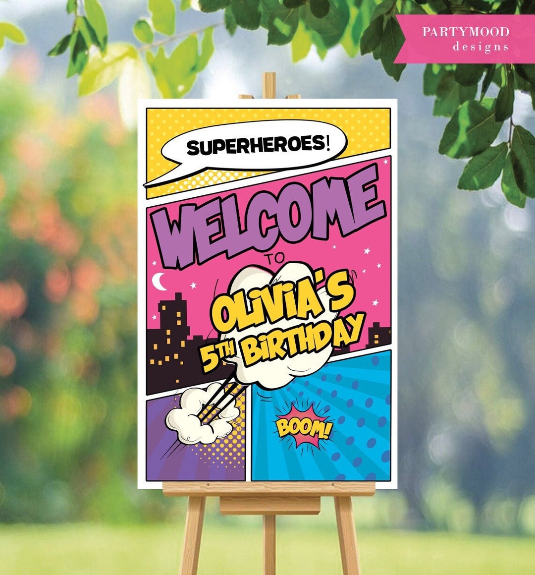 Superheroes Welcome Sign, Birthday Sign Reception, Superhero Decor ...