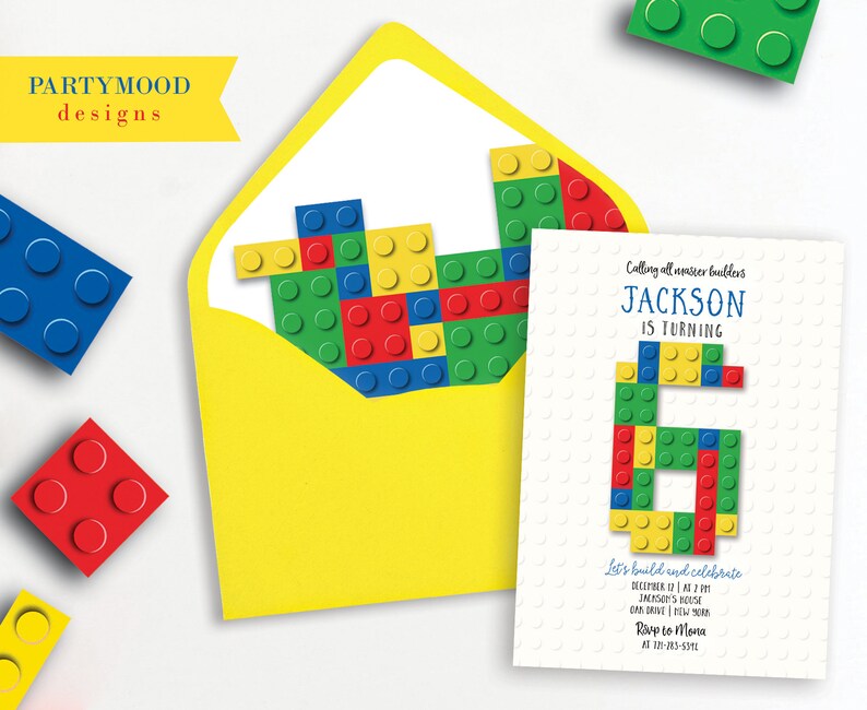 Editable Building Blocks Invitation, Blocks Birthday Party, Building ...