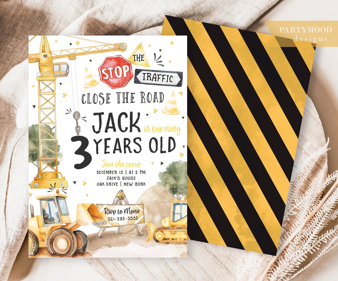 Editable Construction Invitation, Construction Birthday Party Invite ...