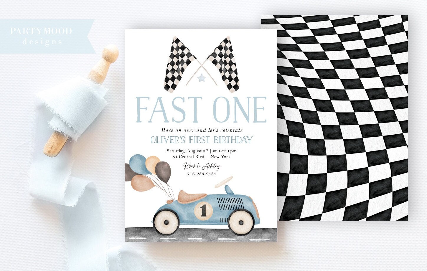 Fast ONE Racing Car First Birthday Invitation 1st Birthday Racing Car ...