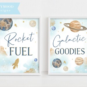 Outer Space Signs, Rocket Fuel, Galactic Goodies, Set of 2 Fun Signs ...