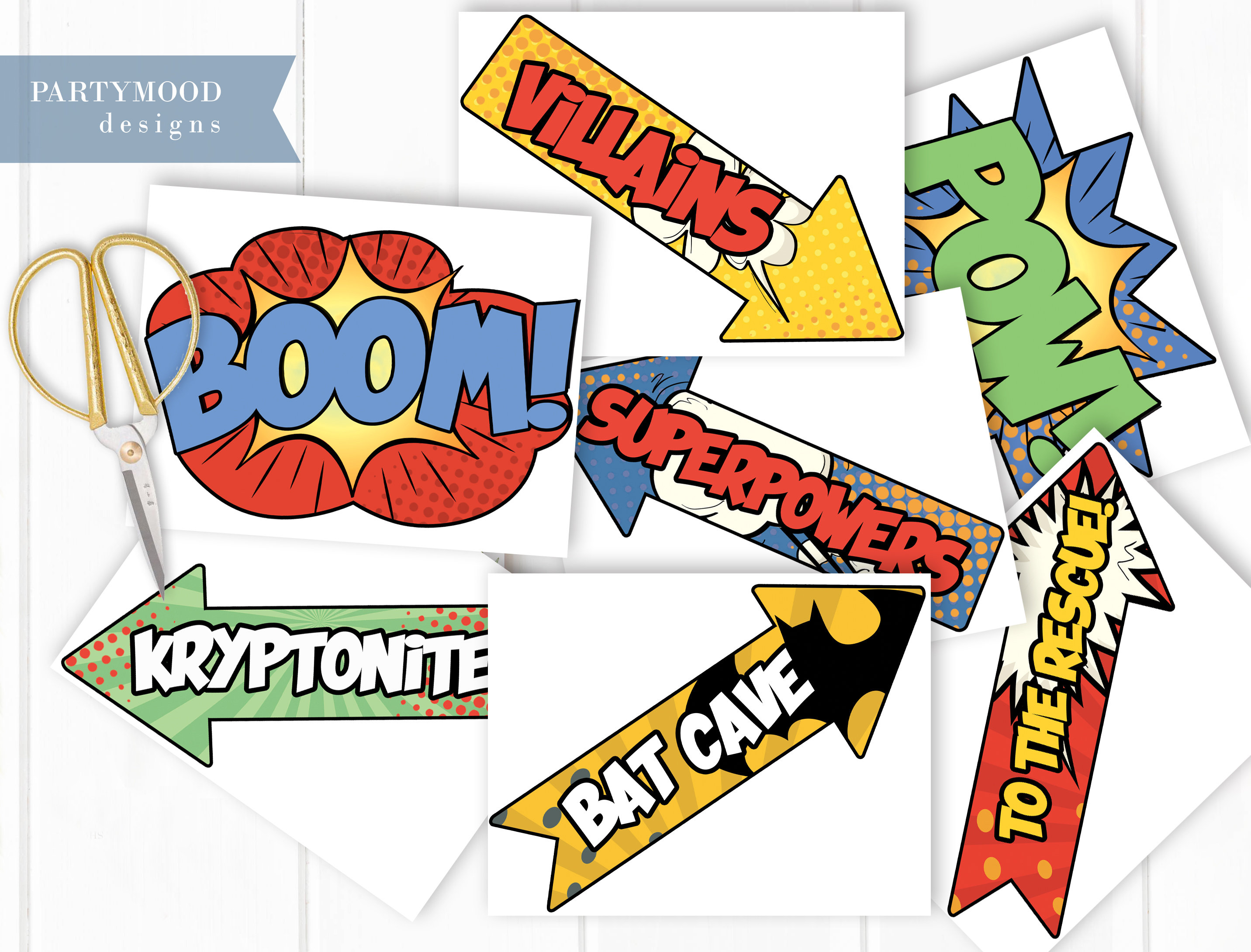 Superhero Welcome Sign Birthday Directional Arrows Superheroes Fun ...