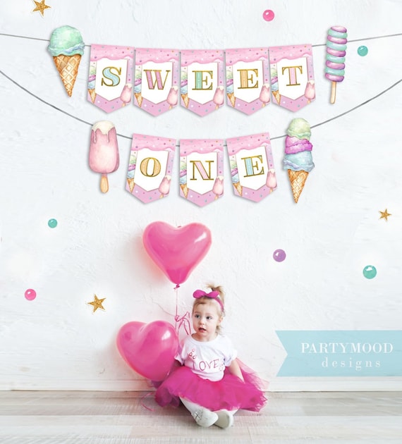 Ice Cream SWEET ONE Banner One is Sweet Here's the - Etsy