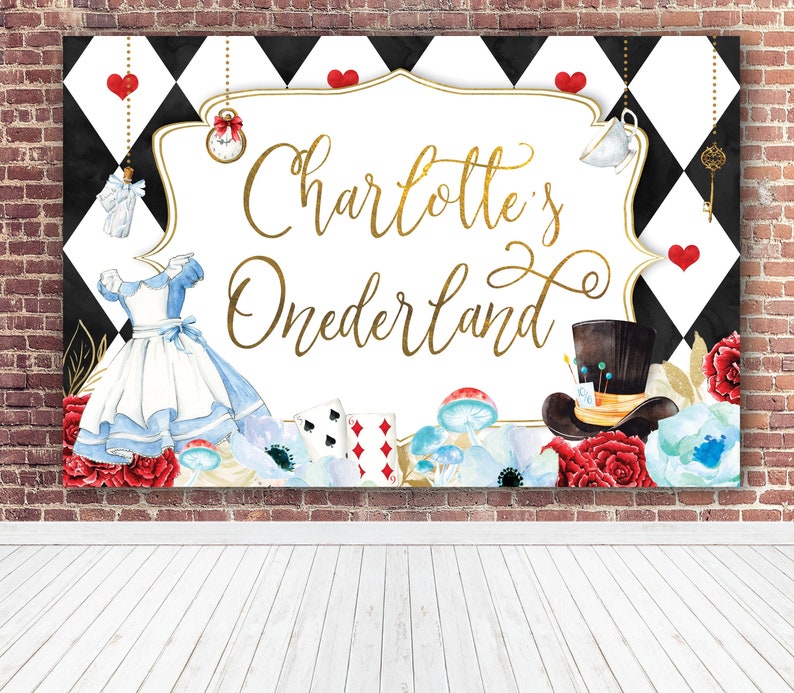 Alice in Wonderland Party Signs Onederland Girls 1st Birthday | Etsy