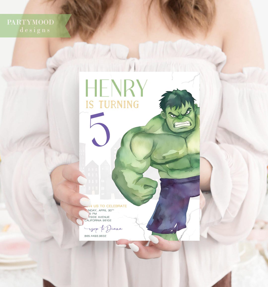Hulk Editable Invitation, Superhero Birthday Invite, Superhero Theme ...