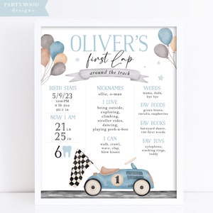 Editable Race Car Milestone Poster, Fast ONE Racing Car Milestone, 1st ...