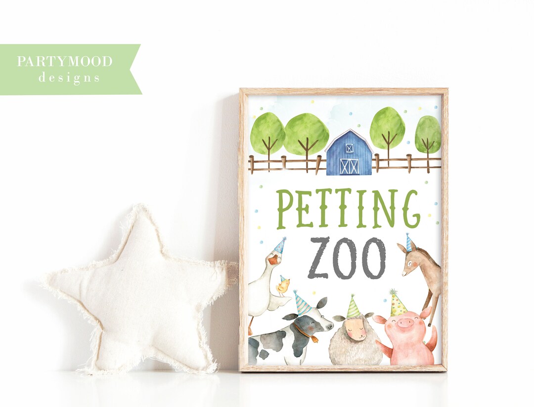 Petting Zoo Farm Sign, Fun Farm Signs, Farm Animals Table Decor, Boy ...