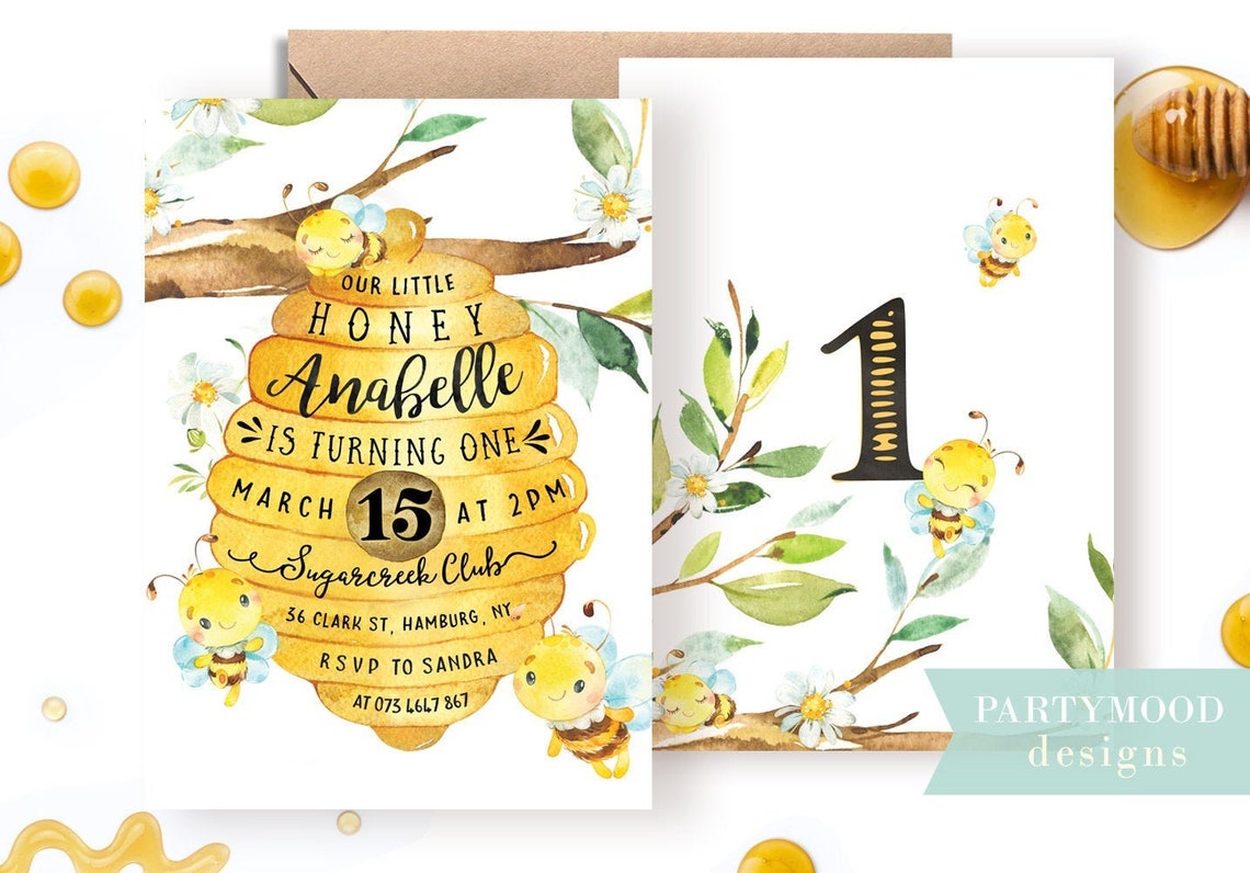 Bee Birthday Invitation, Our Little Honey Birthday Party, Beehive ...