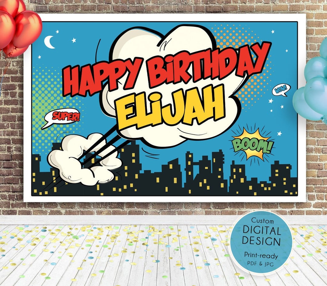 Superheroes Backdrop, Birthday Sign Reception, Superhero Decor ...